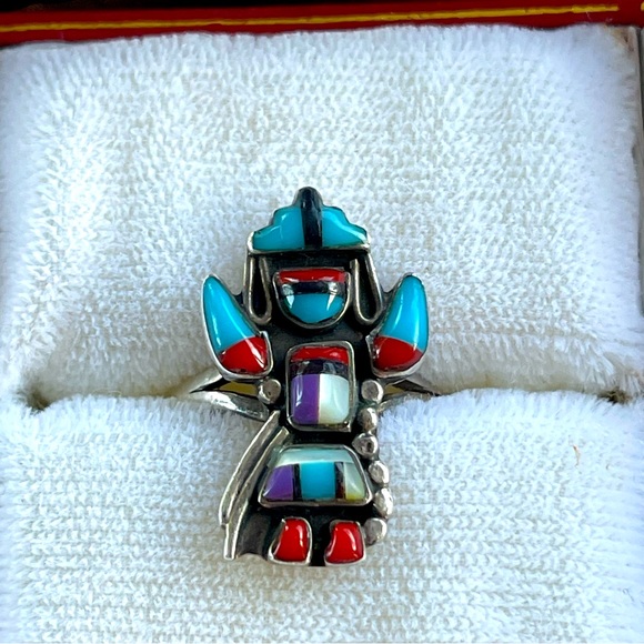 Zuni | Jewelry | Authentic Vintage Zuni Kachina Rainbow Dancer Ring ...